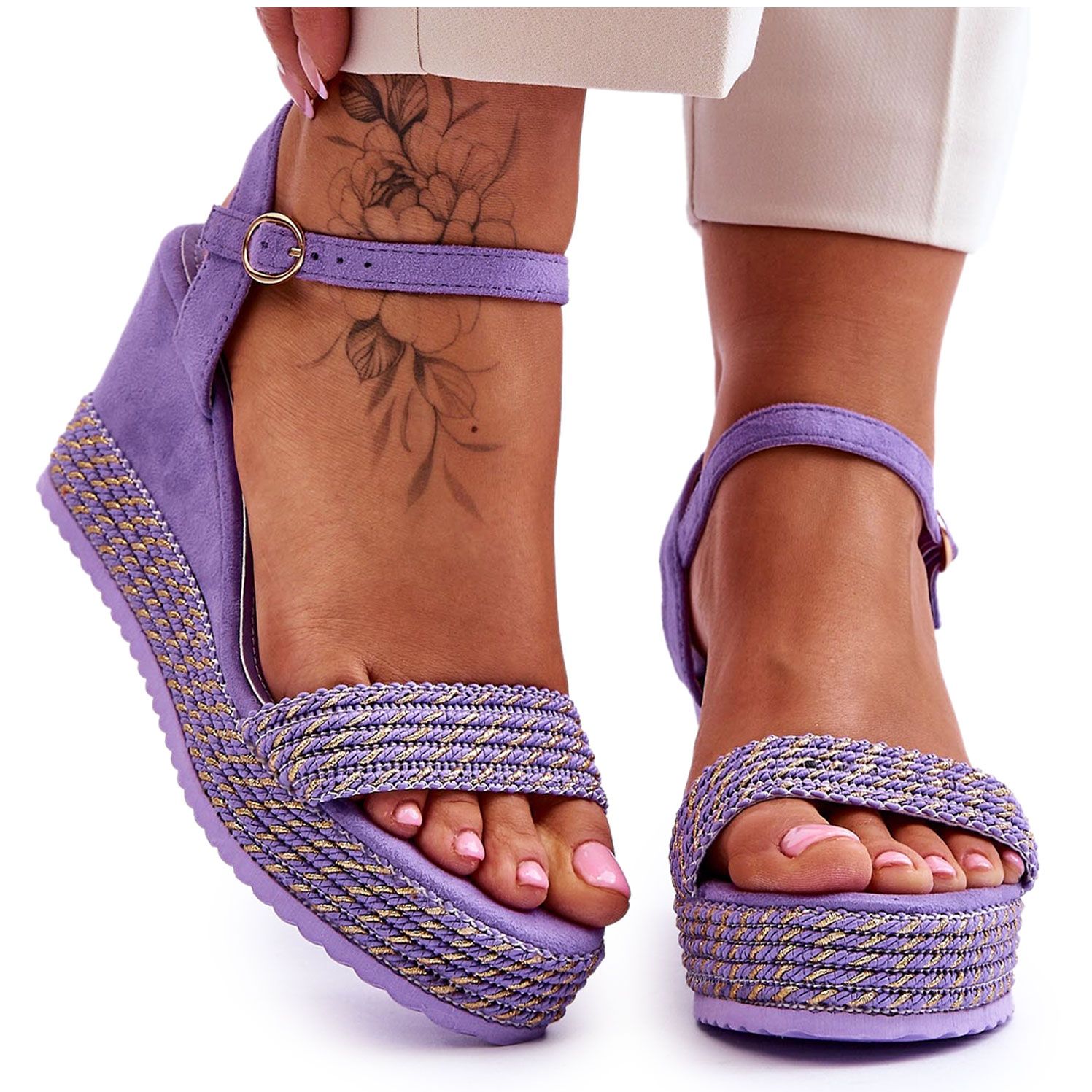 Purple Wedge Sandals